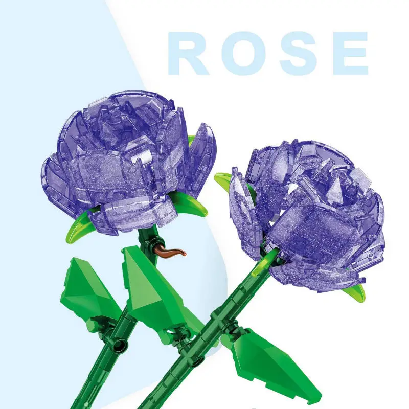 Yizhi Creative Diy Rose Building Blocks Flower Block Toys Educational ...