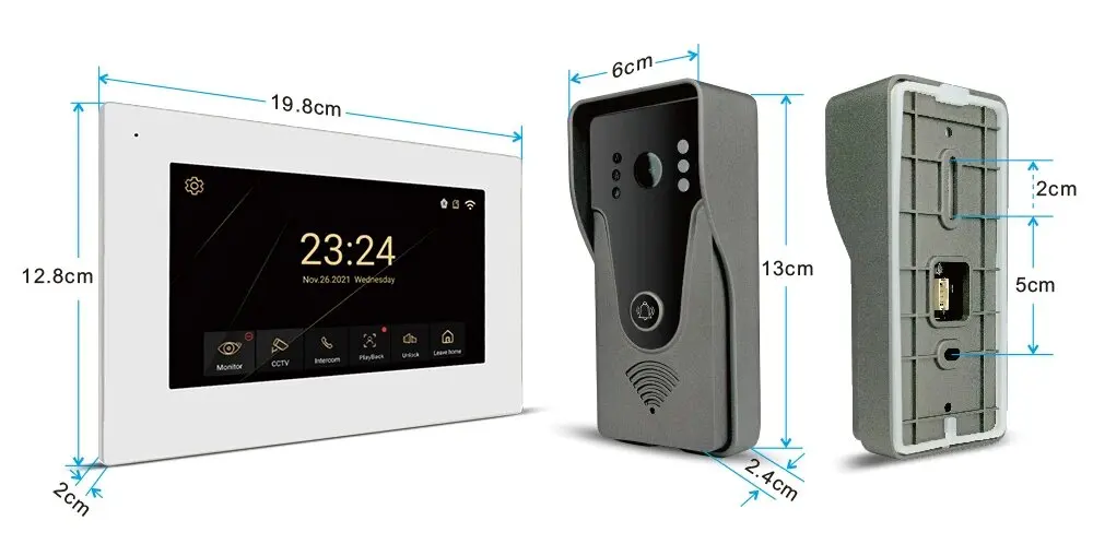 4 Wired Intercom - Remote Control Video Door Phone System