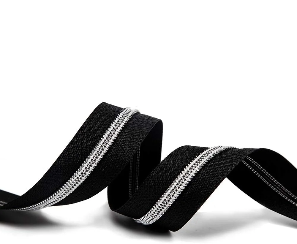 5# Nylon Zipper Loose Silver Metal Teeth Long Chain Nylon Continuous ...