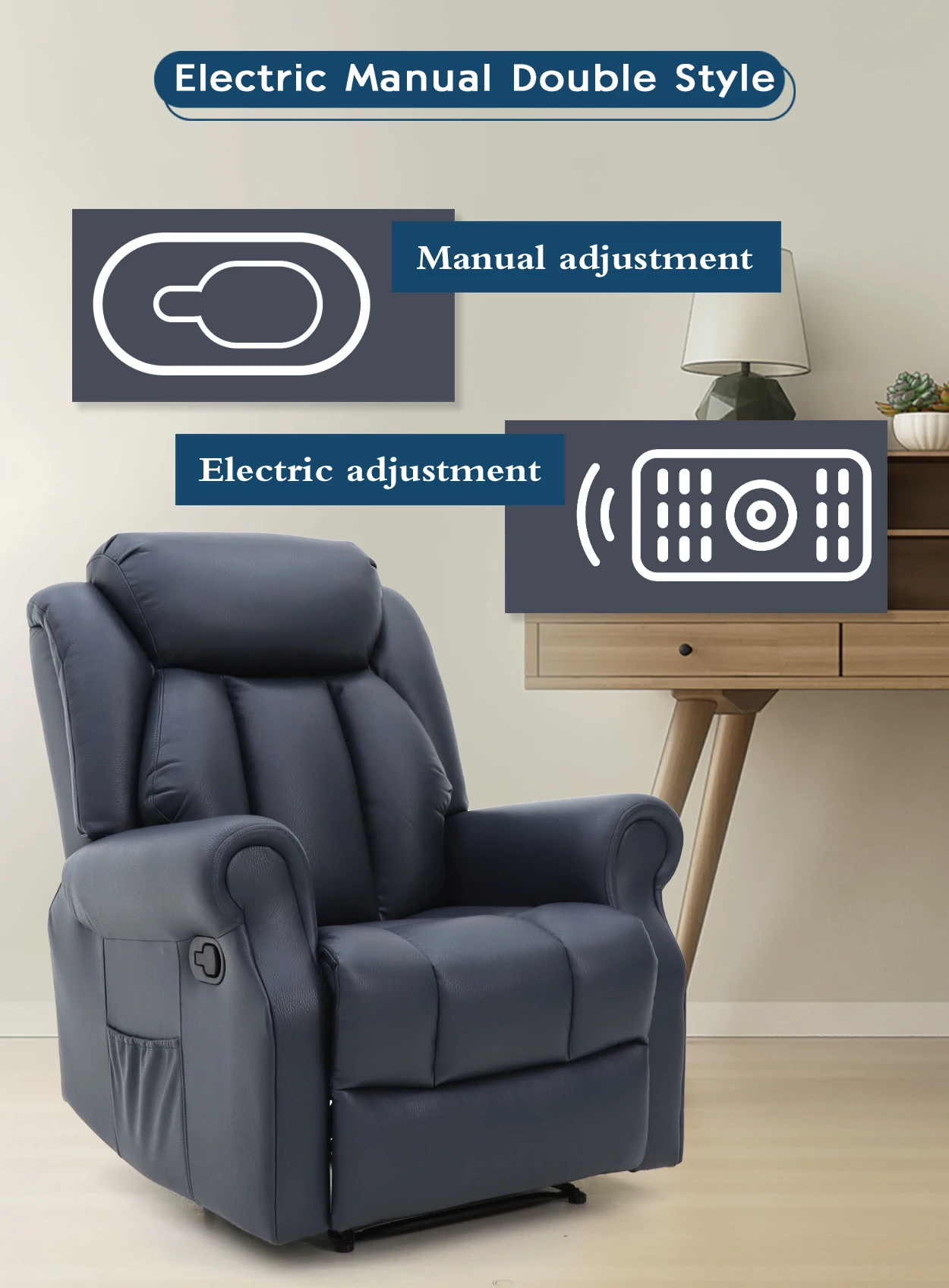 Geeksofa Modern Leather Manual Recliner Chair With Massage And Heat ...