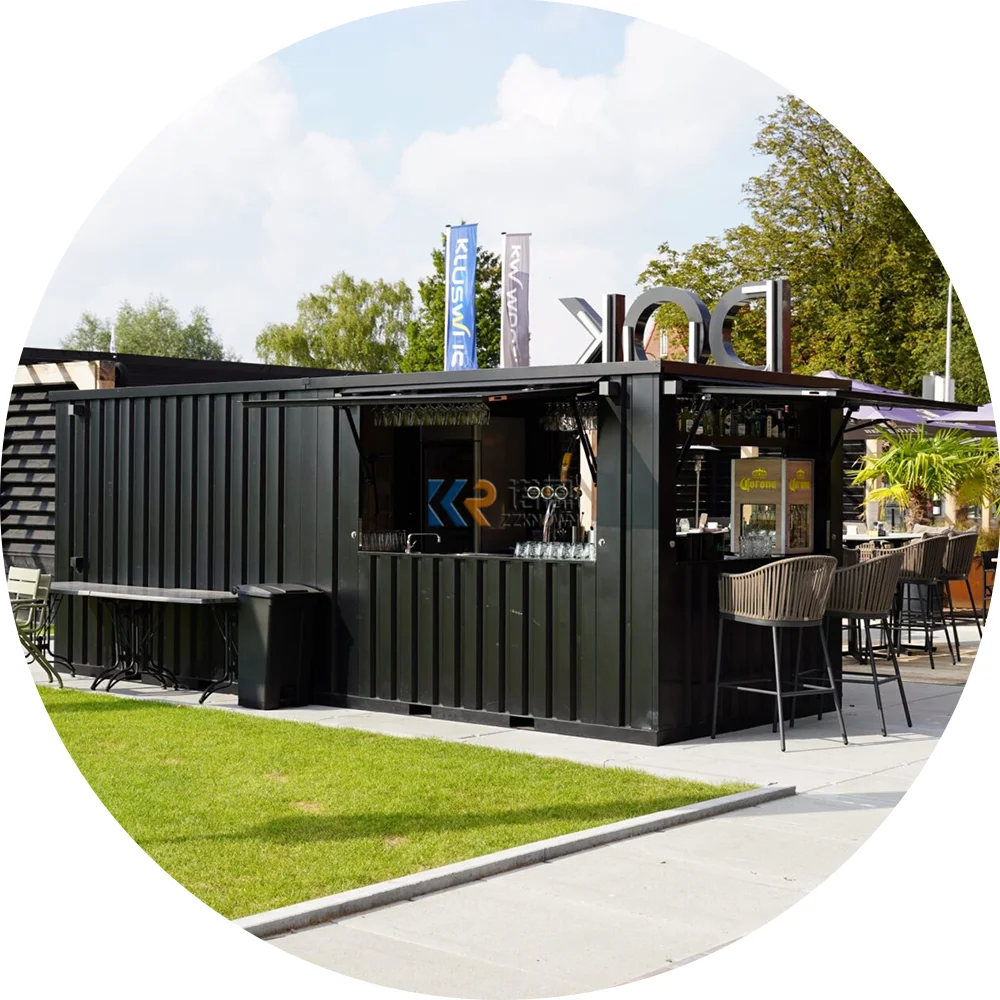 20ft 40ft Mobile Prefab Coffee Kiosk Booth Shipping Container Bar Black ...