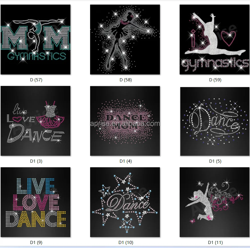 Aprise - Dancing Gym Dancer Iron On Rhinestone Heat Transfer Design For ...