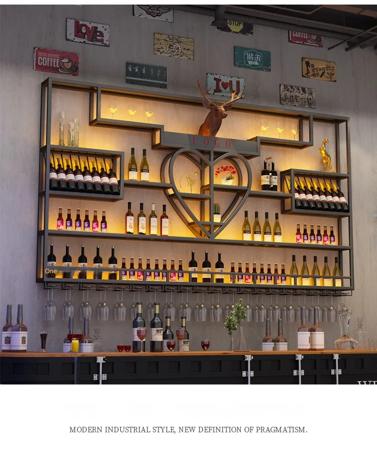Customized Industrial Led Lights Pub Wall Mount Bar Shelf Display Wine ...