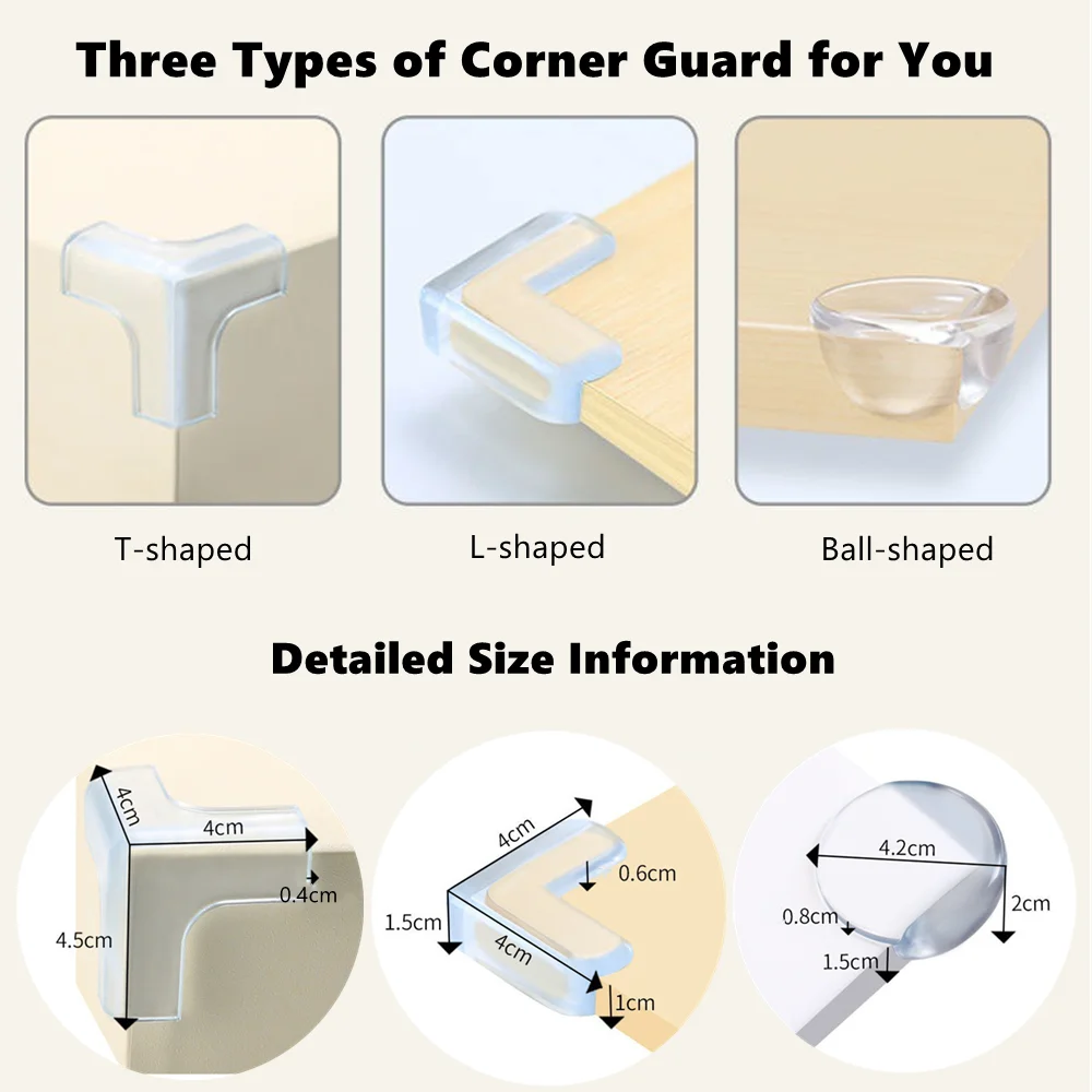 Self-adhesive Table Corner Guards for Furniture Clear Silicone Corner ...