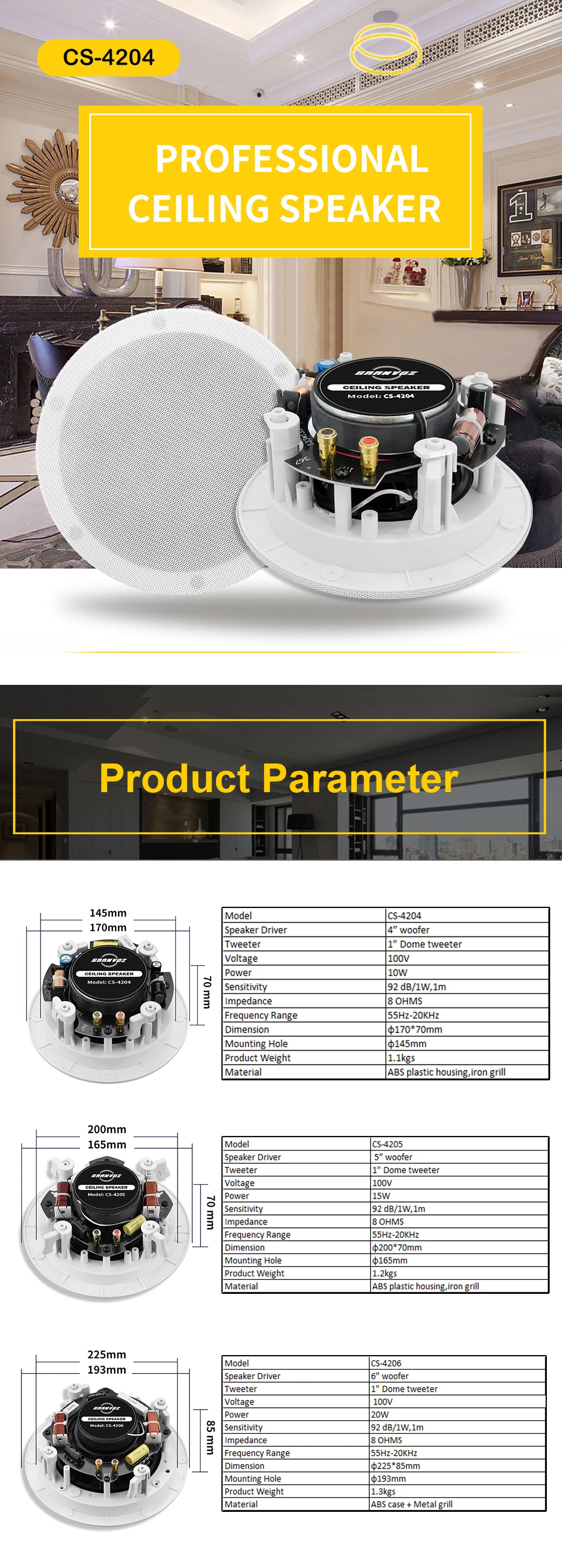 Commercial Ceiling Speaker System 15w Best Roof In Wall Ceiling ...