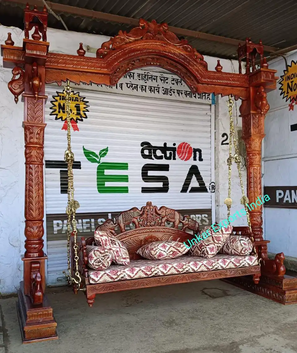 Handcrafted Solid Teak Wood Swing Indoor Jhula. Indian Vintage ...