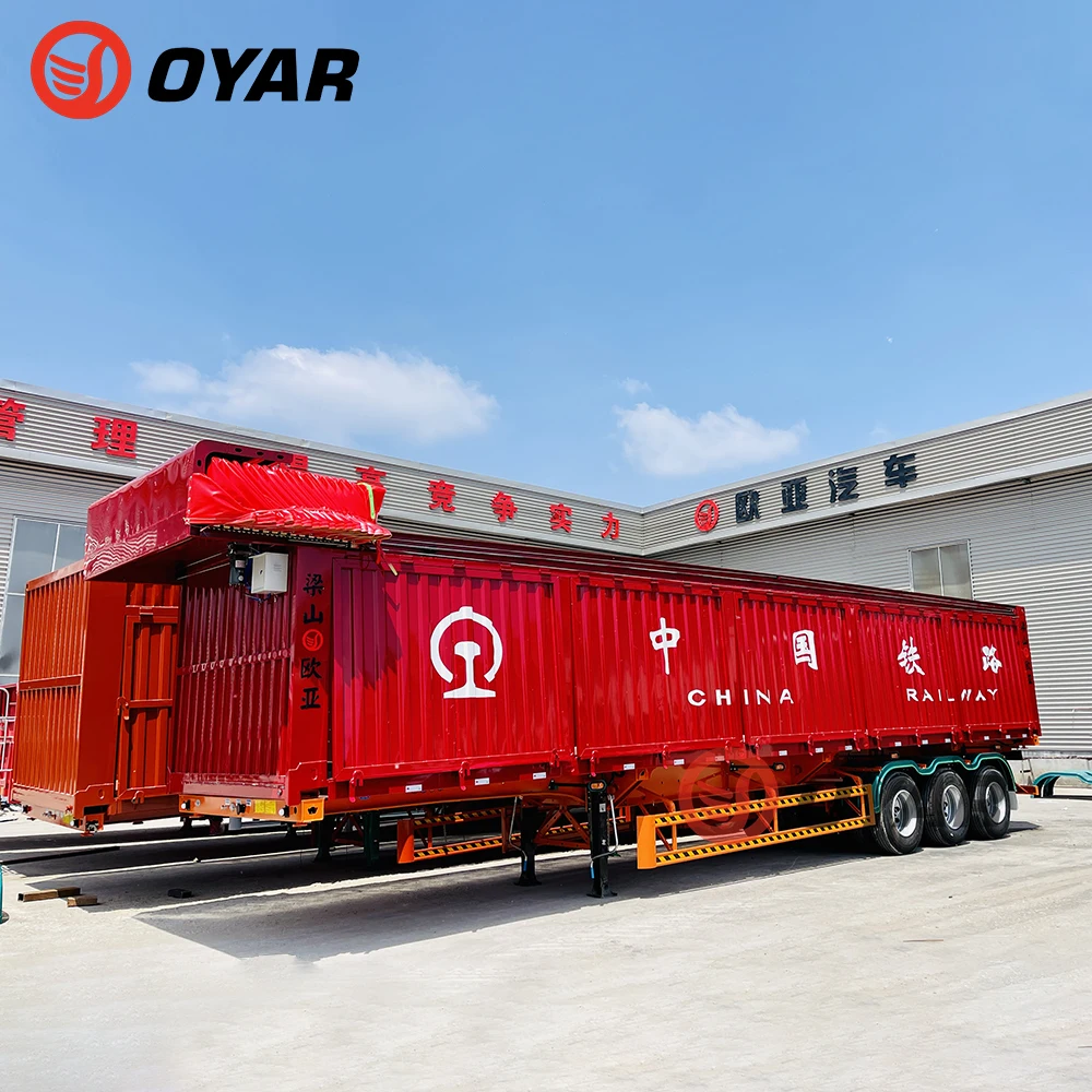 40ft 60ft Side Drop Semi Trailer With Quick Detachable Side Fence For ...