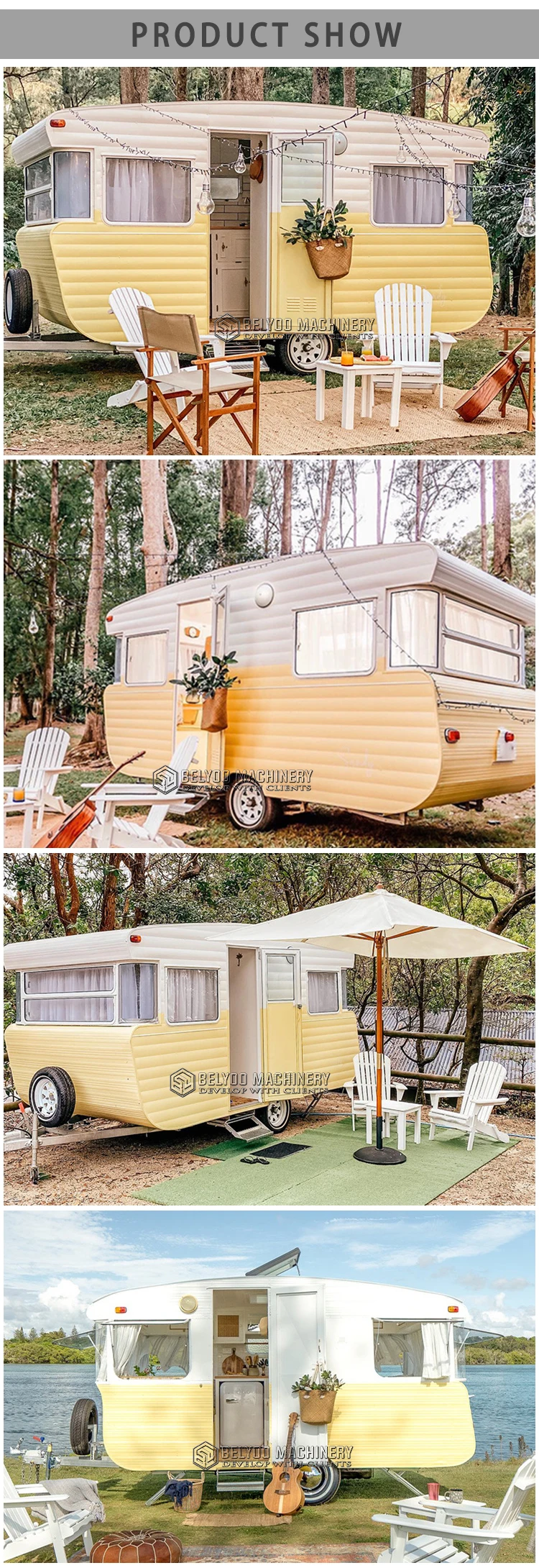 Belyoo Mobile Bar Trailer - Street Food Kiosk Cart for Sale