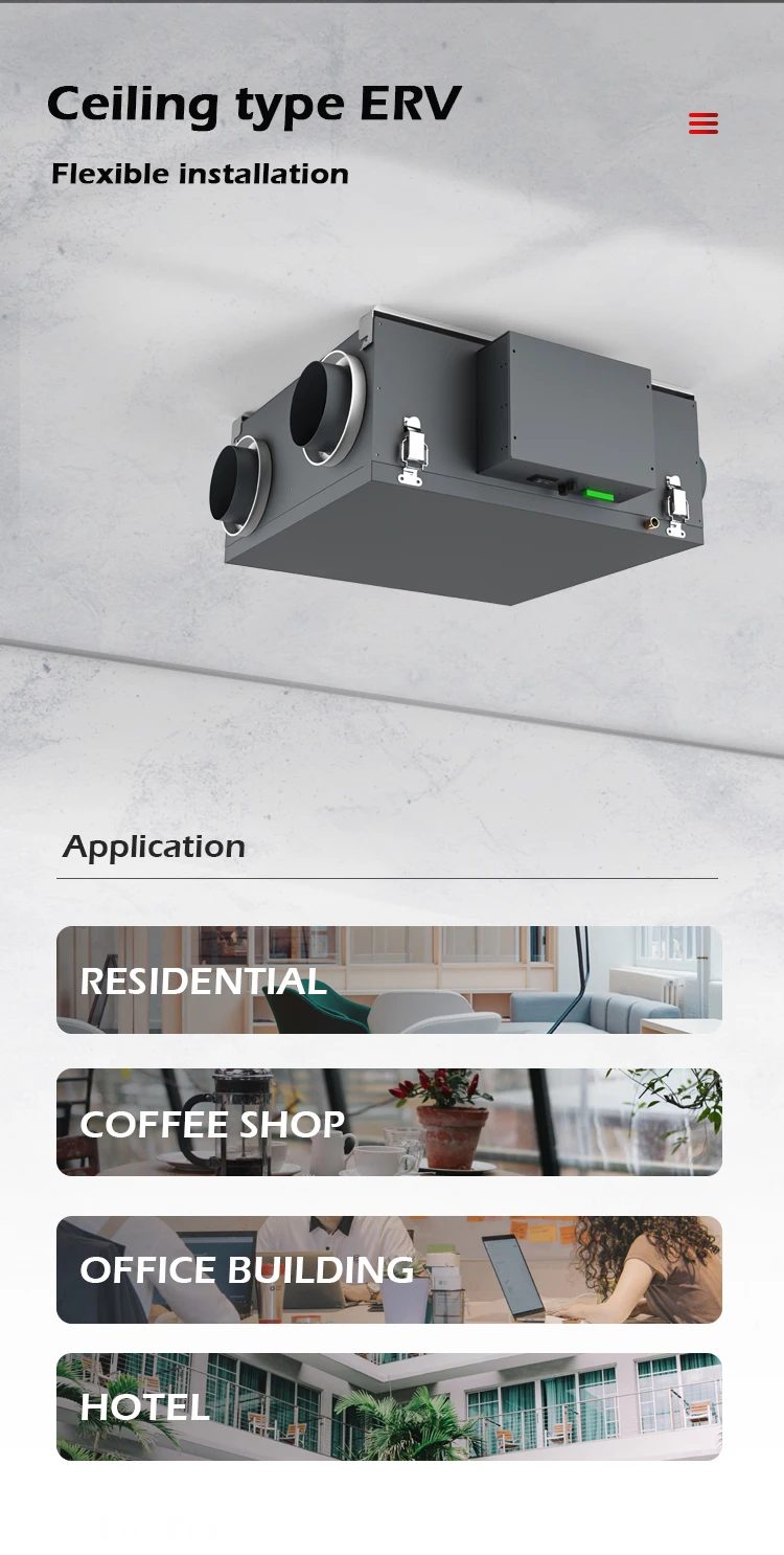 Fresh Air Recuperator HVAC Systems ERV Energy Recovery Ventilation Ceiling HRV Heat Recovery ...