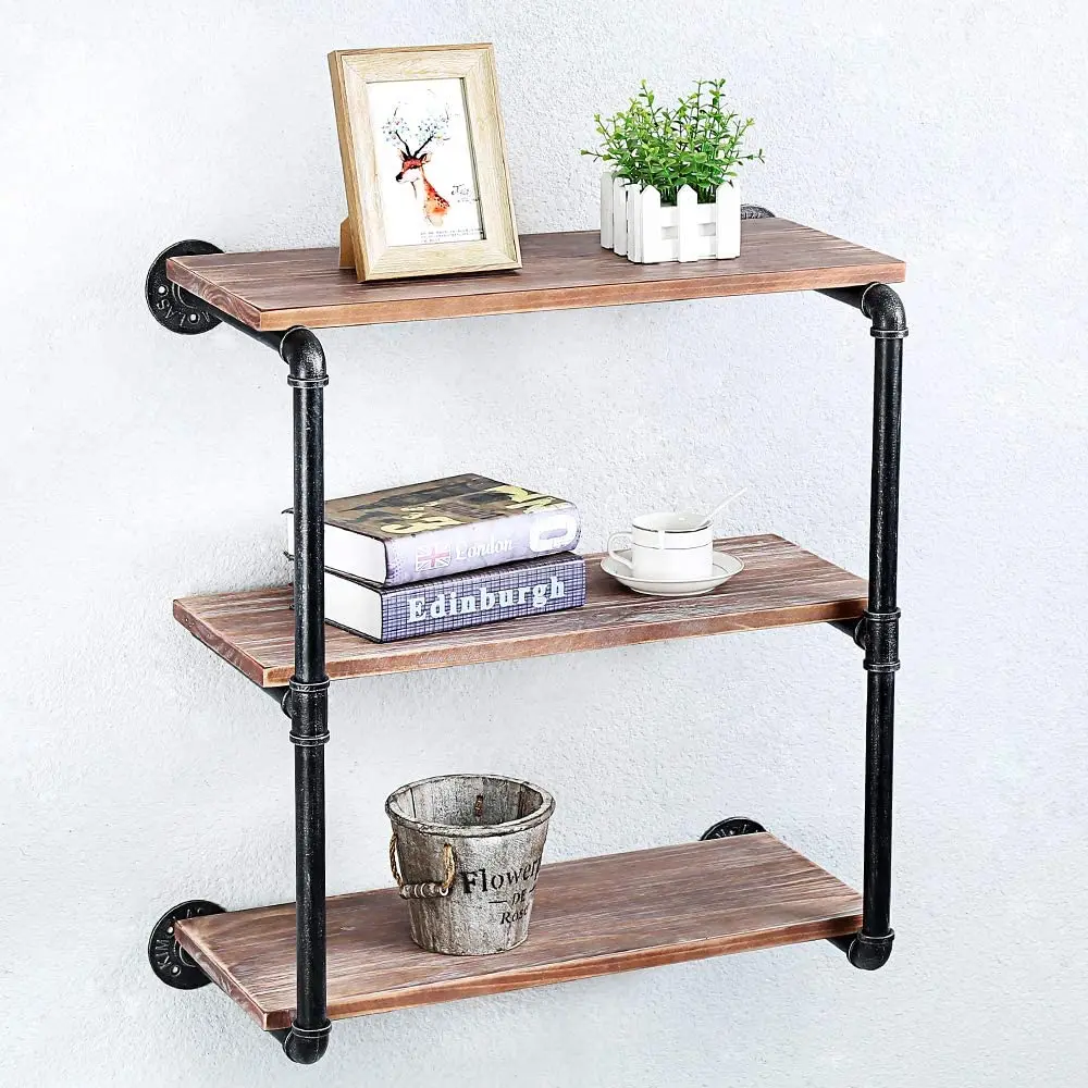 Rustic Steampunk Metal Floating Fitting Rack Wall Mounted Floating ...