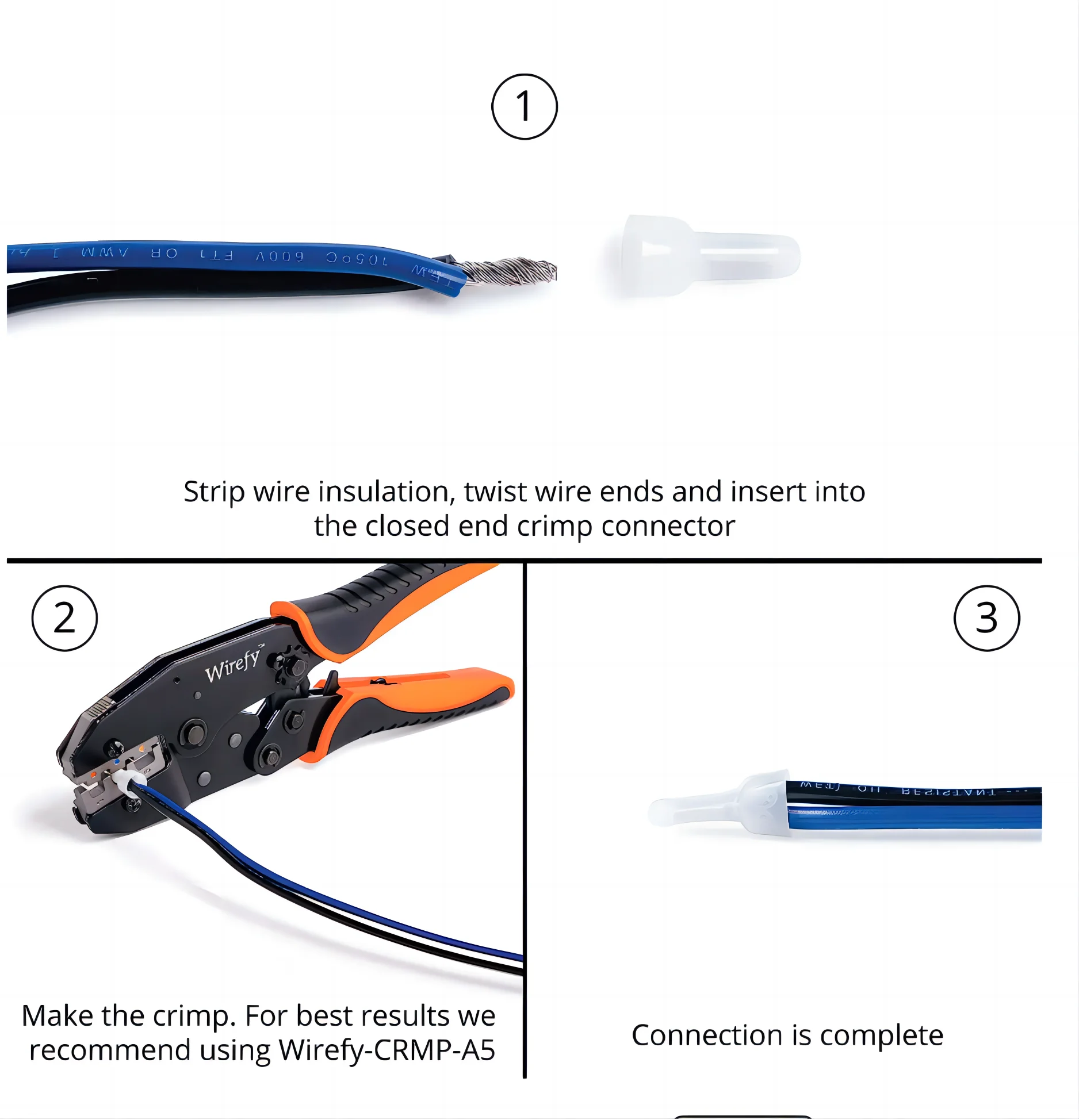 CE1 CE2 CE5 Closed End Wire Cap Insulated Crimp Terminal Connector 22 ...
