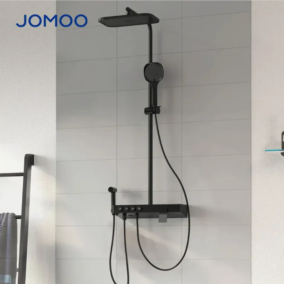 Jomoo Automatic Descaling Shower System Rainfall Bathroom Matte Black Message Shower Set With ...