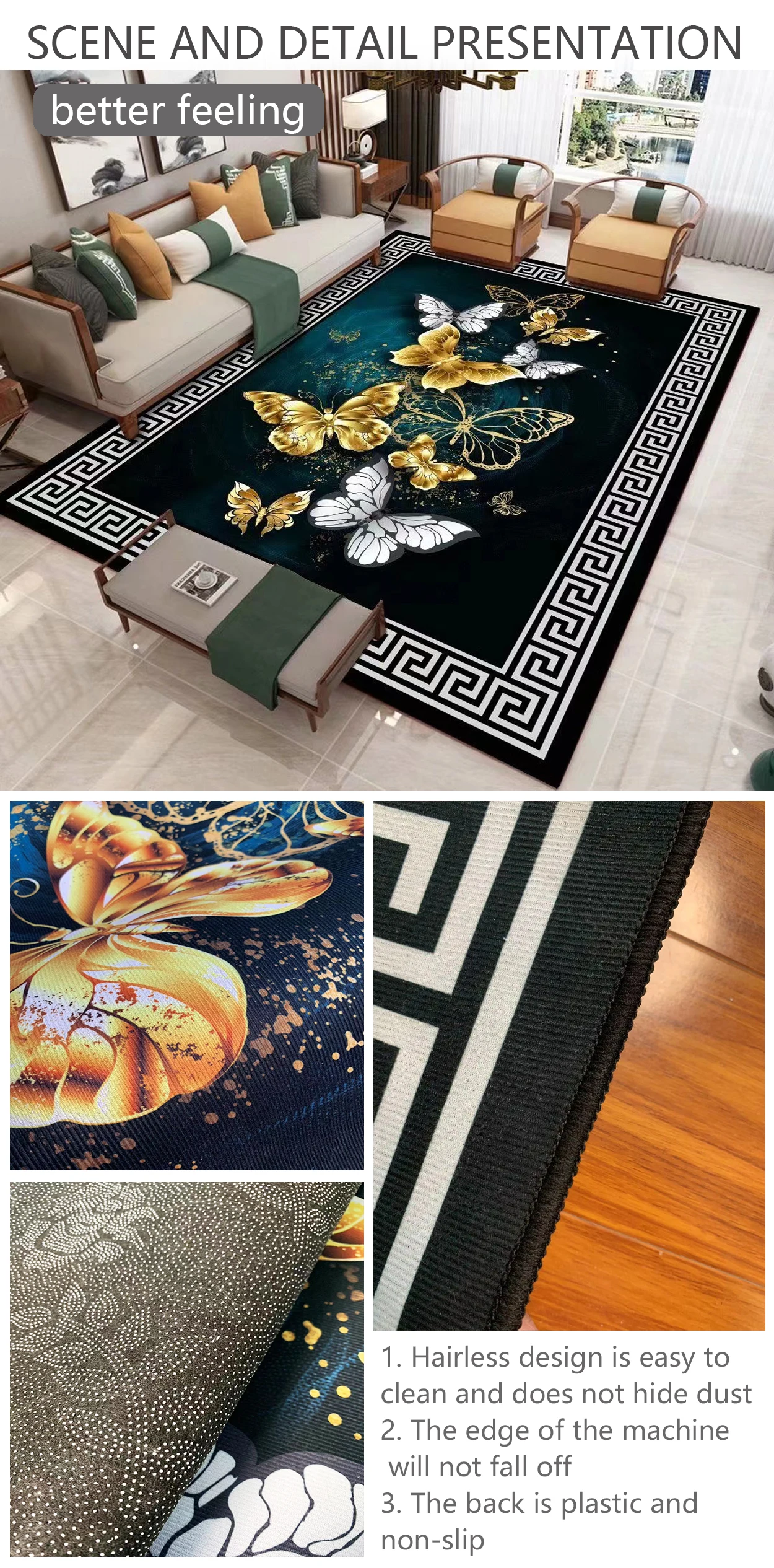 Shop Our Modern Crystal Velvet Carpet - Non-Slip & Washable