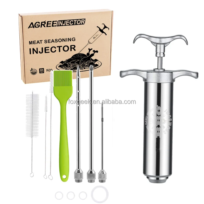 Meat Injector Marinade Syringe Kit 304 Stainless Steel With 3 Needles 2 ...
