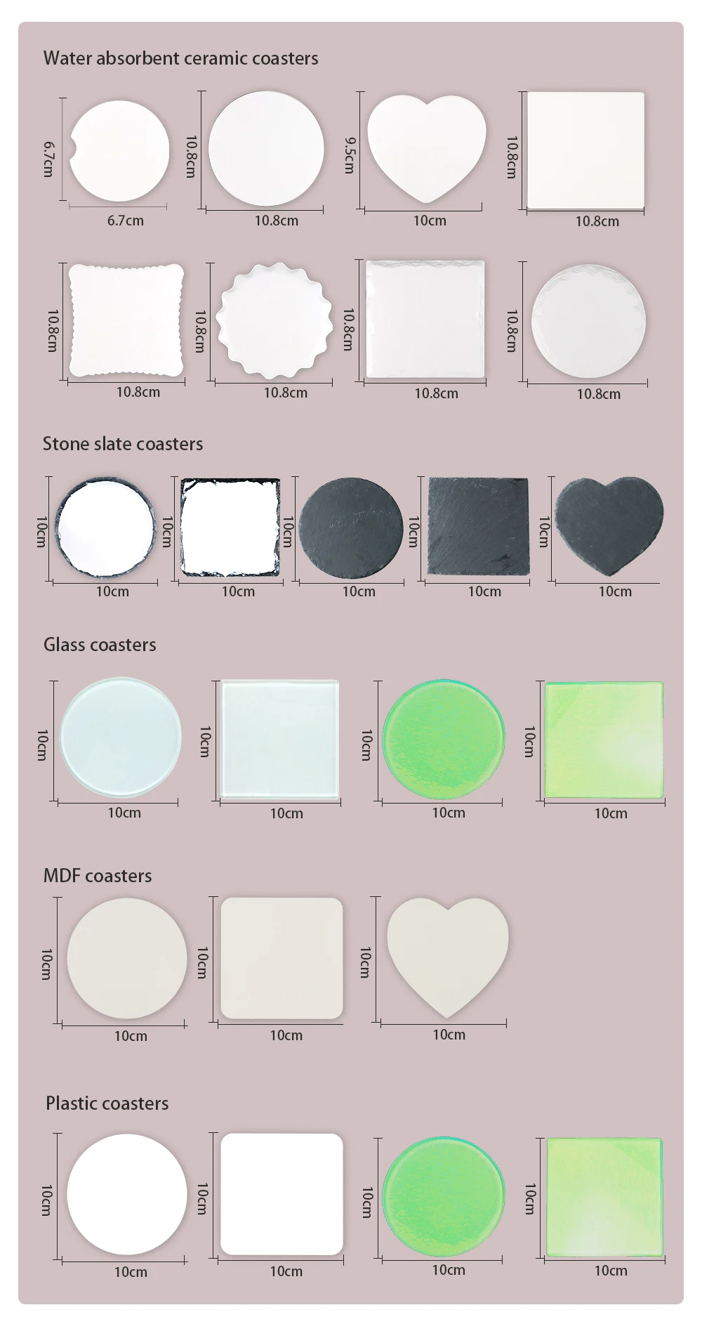 Factory Custom Printed Sublimation Table Coasters Blank Ceramic Round ...