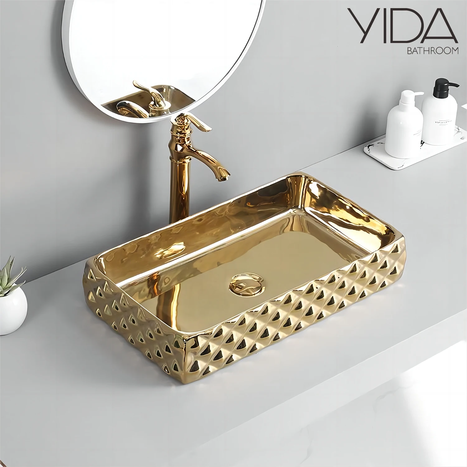 YIDA Vessel Sink Luxury Washroom Wc Golden Silver Colored Table Top ...