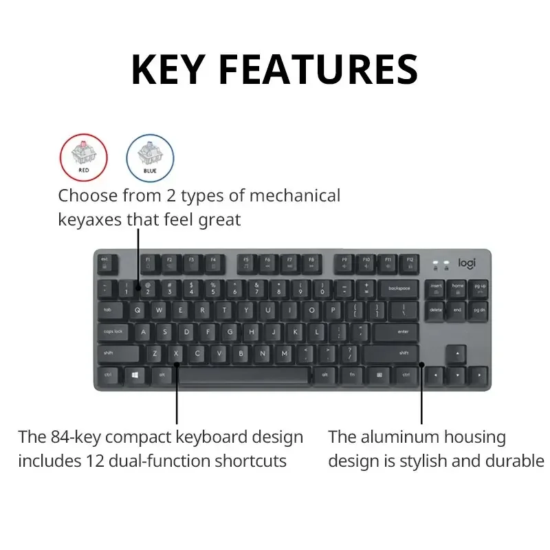 Logitech K835 Wired Tkl Mechanical Gaming Keyboard Rgb Light Gamer Ergonomic Custom Pc Computer ...