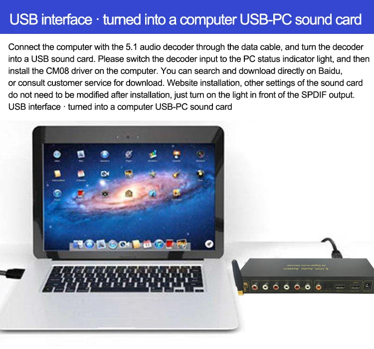 Decoder 5.1CH with Bluetooth Receiver for Home Theater Sound