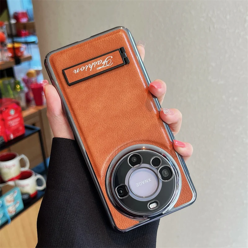 Luxury PU Leather Back Logo Hole Plating Back Case for Huawei Mate 60 ...