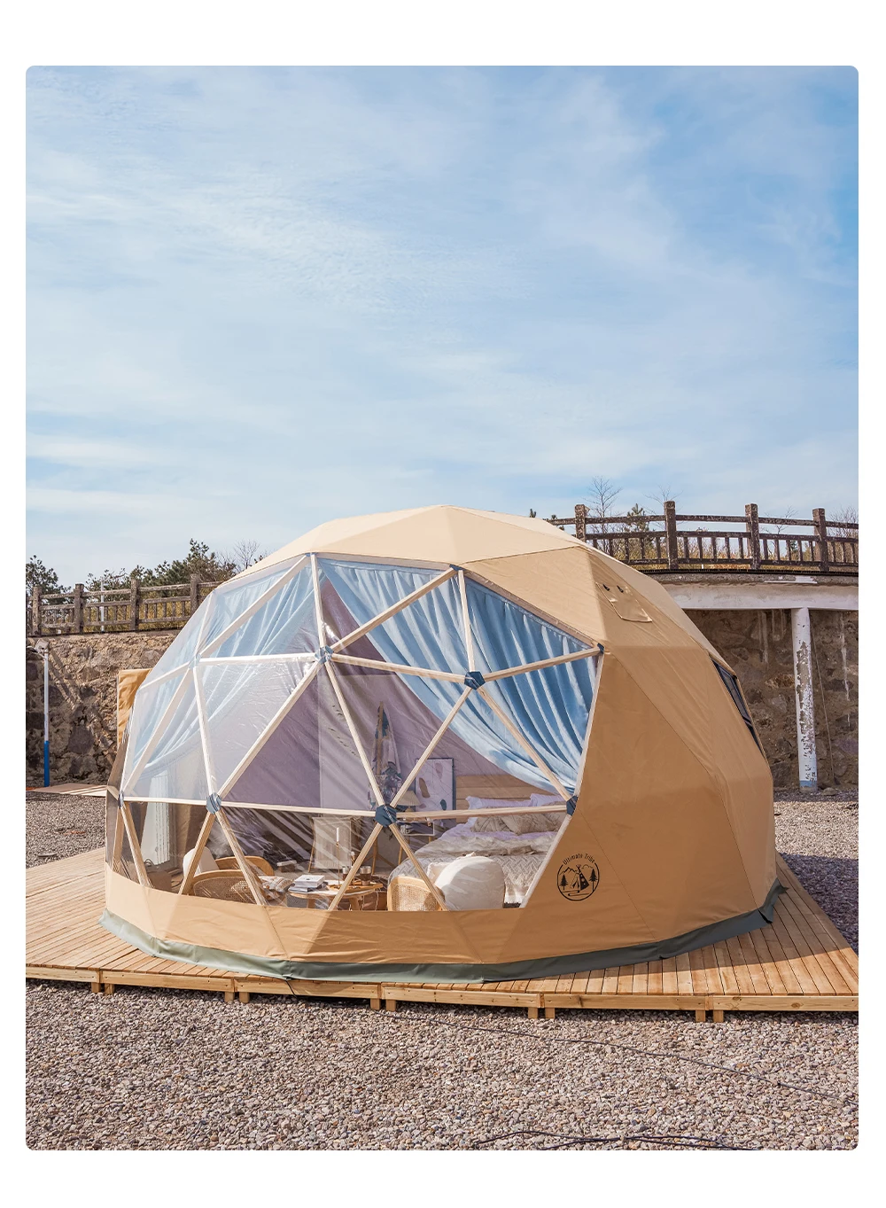 Wholesale 6x6m Wooden Frame Glamping Tent Geodesic Dome Tent Wedding ...