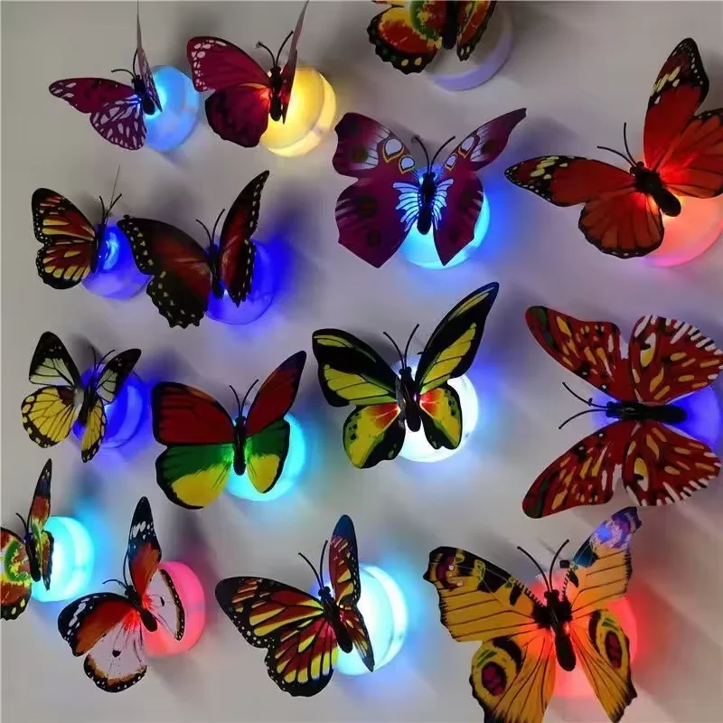 Colorful LED 3D Butterfly Wall Decor Plastic Night Light Butterfly ...