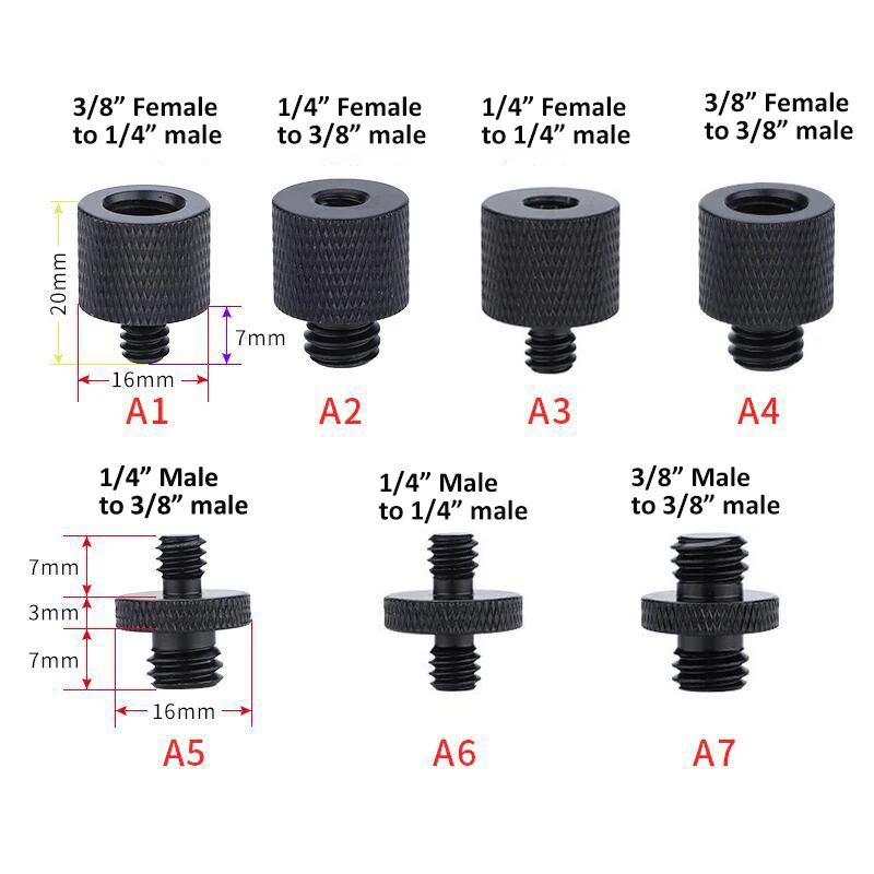 14 to M4 M6 M8 M10 M12 Conversion Screw Adapters for Cameras