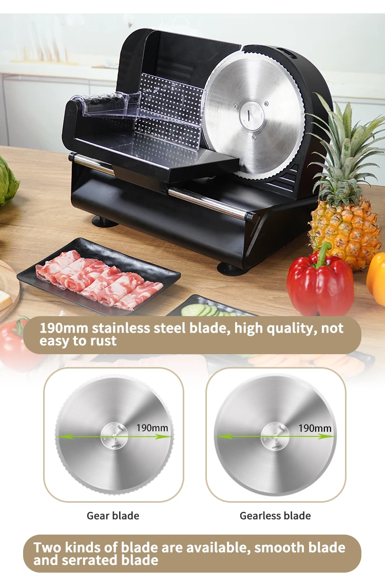 Household Meat Product Slicer Electric Stainless Steel Fruit Food ...
