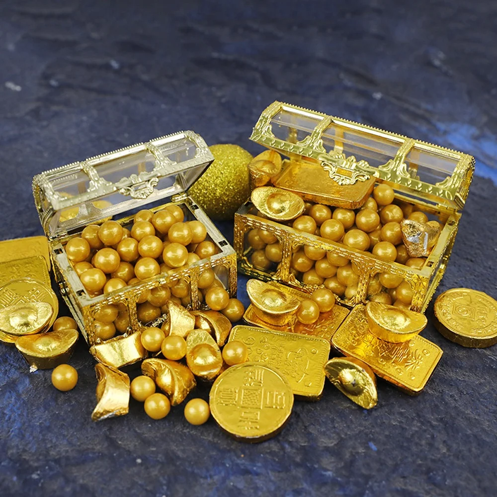Transparent Plastic Gold Silver Treasure Chest Candy Packaging Box ...