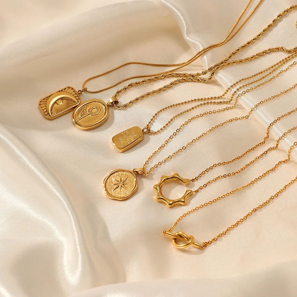 Non Tarnish Water Proof Jewelry - Vintage 18K Gold Star Moon Pendant