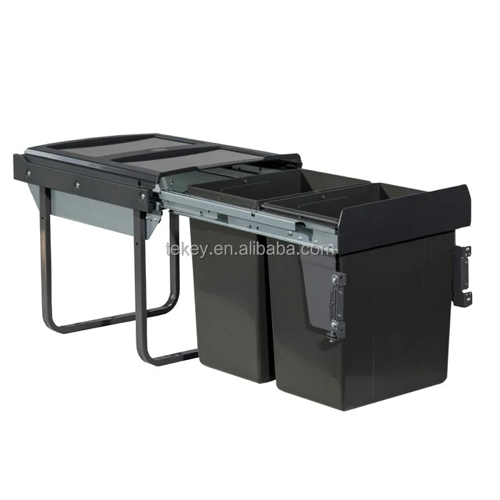Kitchen Hidden dustbin garbage container 2X20L 400mm cabinet pull out ...