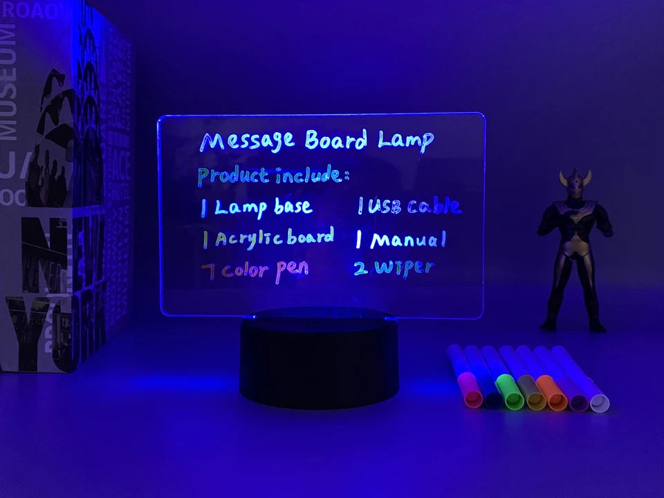Message Board Lamp with 7 Colors - Erasable & Rewritable