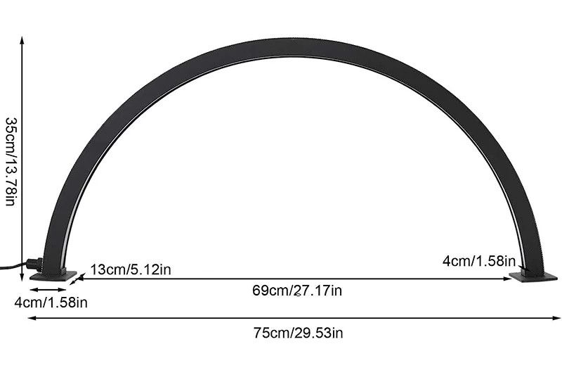 Nail Equipment Led U Shape Light Adjust Brightness 3000k 6500k Half ...