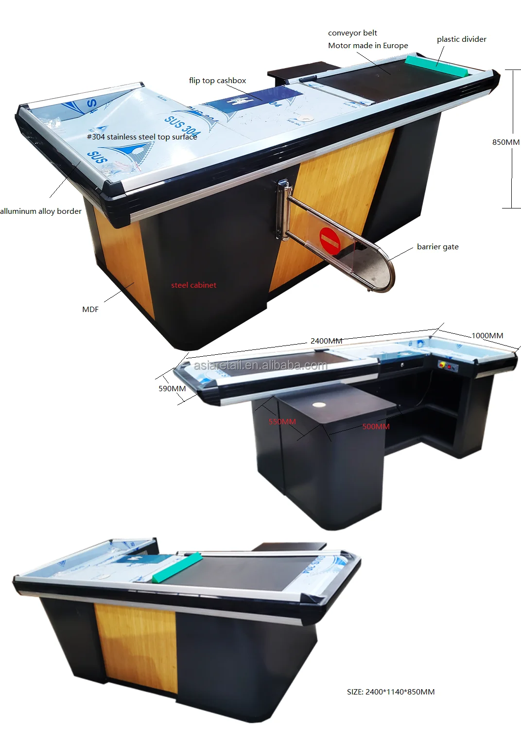 2023 New Design Motorized Cash Register Stand Counters Furniture