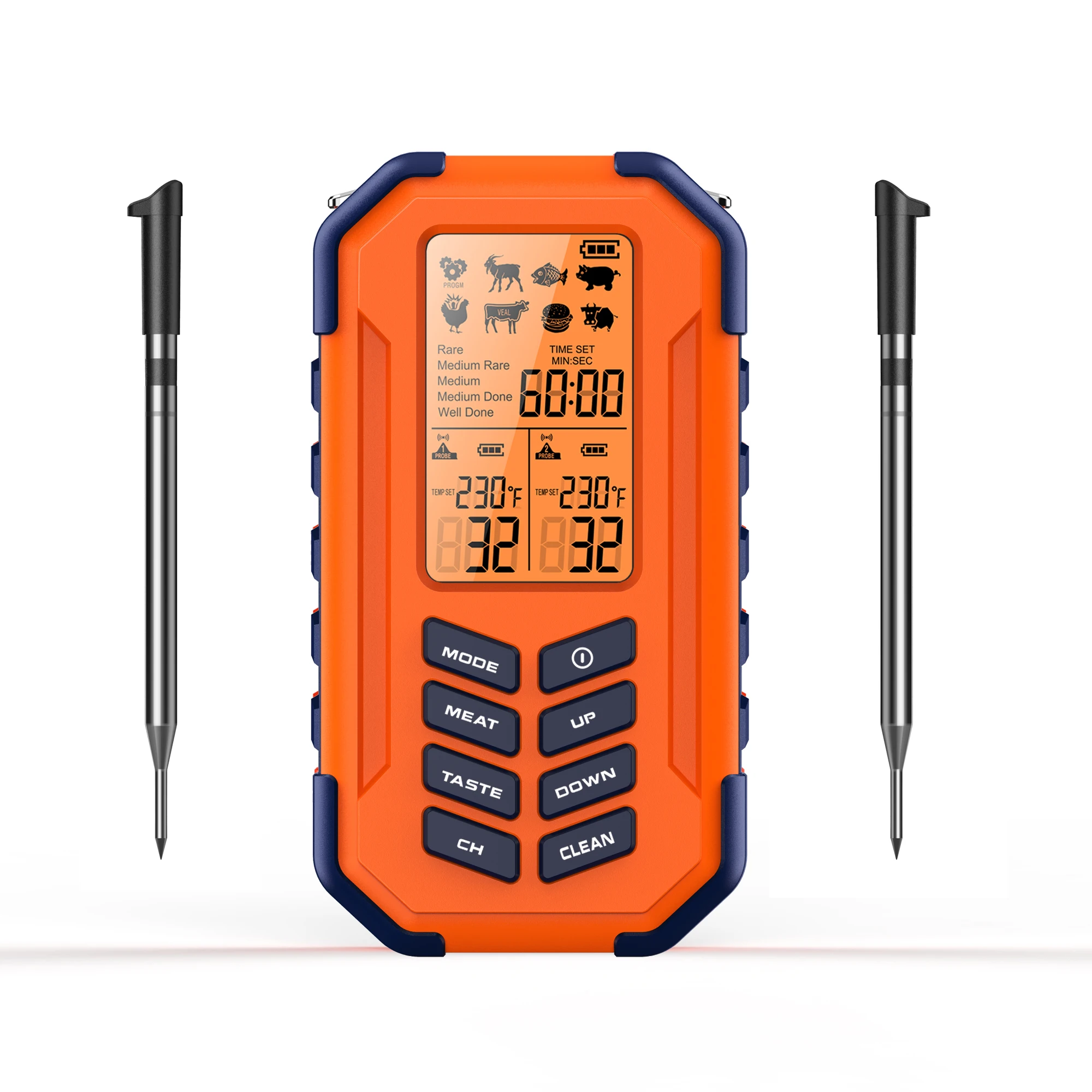 Digital Cooking Thermometer 2 Probes 200ft Food Thermometer Waterproof ...