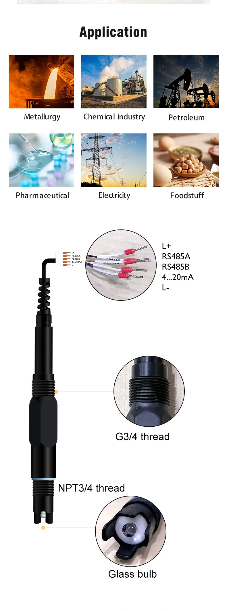Direct Sales Electrochemistry pH Meter IP68 Grade Water pH Sensor ...
