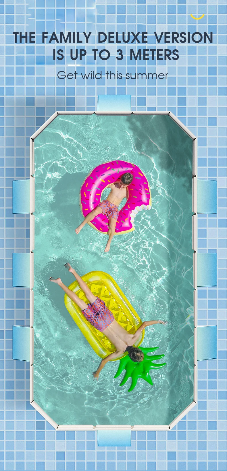 Customizable Size Foldable Swimming Pool Kids Family Rectangular Above ...