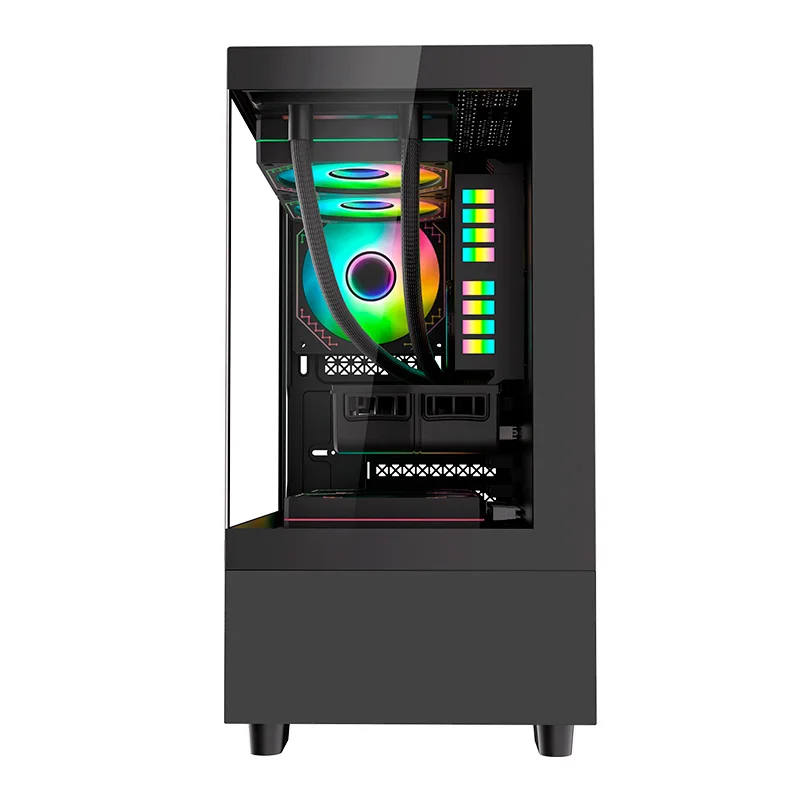 Mid Tower Full View Gaming Pc Case Full Tempered Glass Computer Case ...