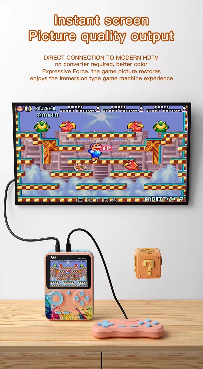Portable G5 Mini Handheld Game Console Built-in 500 Classic Retro Games ...