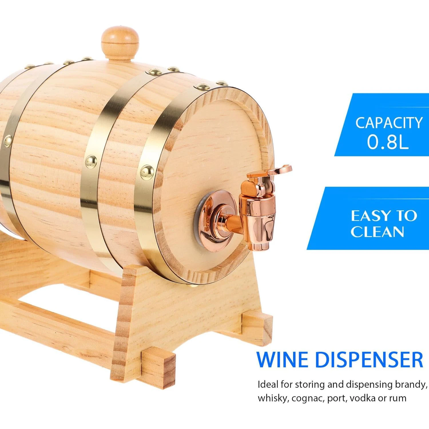 0.8 Litre Oak Barrel Decanter Is Suitable for Wine Spirits Beer ...