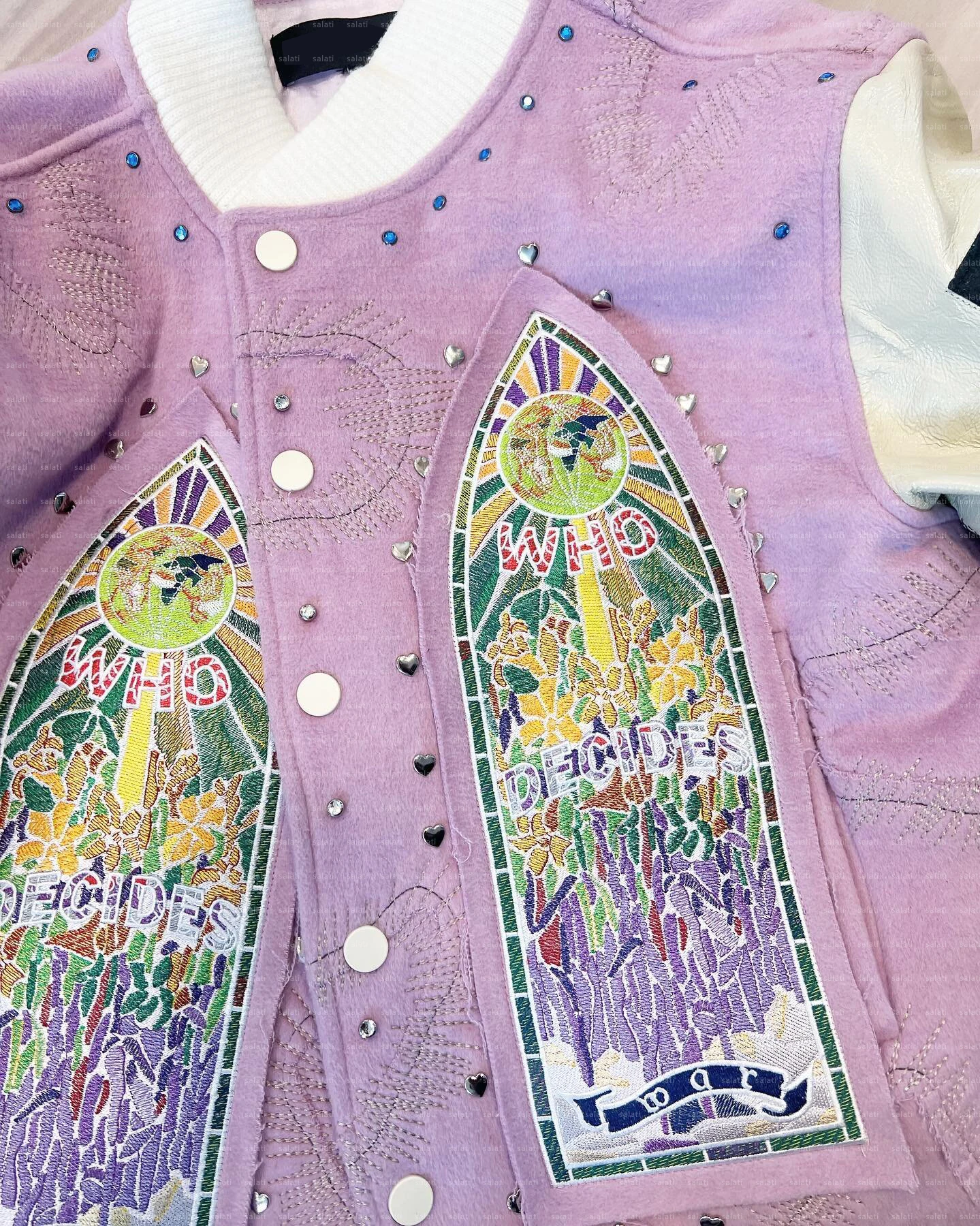 Custom Patchwork Leather Jacket Rhinestone Embroidery Patches Vintage ...