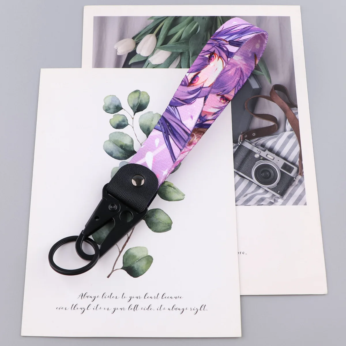 Genshin Impact Nylon Webbing Lanyard Carabiner Short Wrist Keychain ...