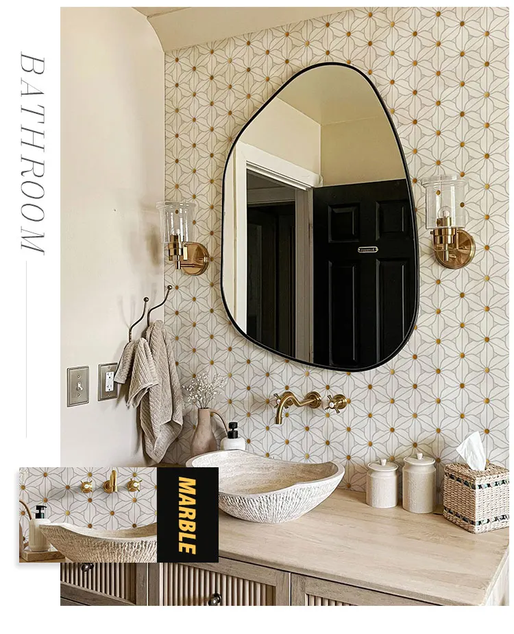Waterjet Brass Inlay Flower Marble Mosaic Tile for Kitchen Backsplash ...