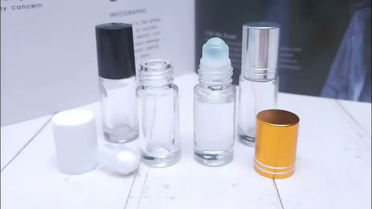 Luxury 5ml Clear Round Perfume Roll On Glass Bottle With Metal Roller Bottle For Perfume ...