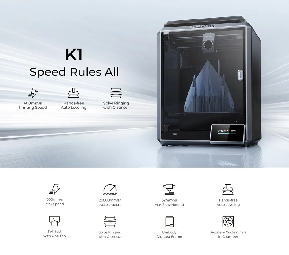 Creality K1 3d Printer,Auto Leveling,600mm Max Speed,20000mm ...
