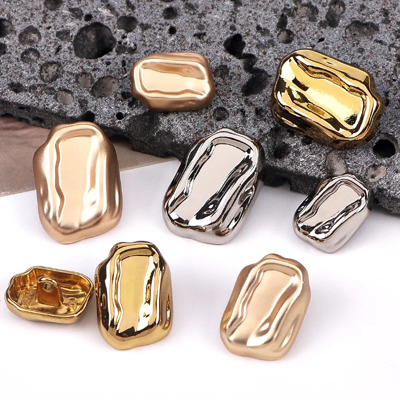 Gold Silver Metal Irregular Shaped Metal Button Simple Fashion Small ...