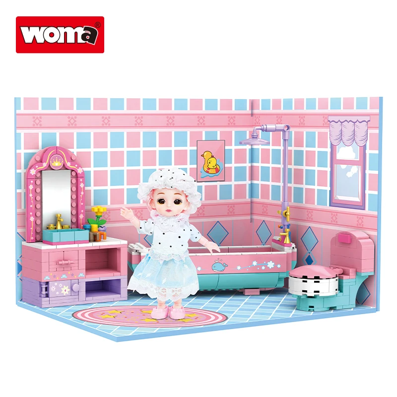Woma Toys Gifts Girl Bathroom Doll Bathtub Toiletries Toilet Assemble ...