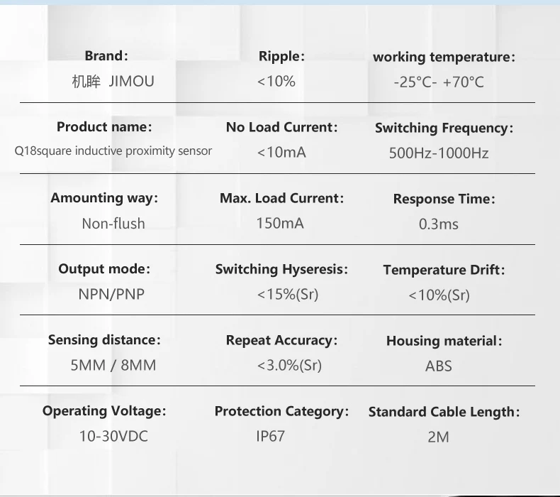 Npn Non-flush Inductive Switch Square Flat Proximity Sensor Sensing ...
