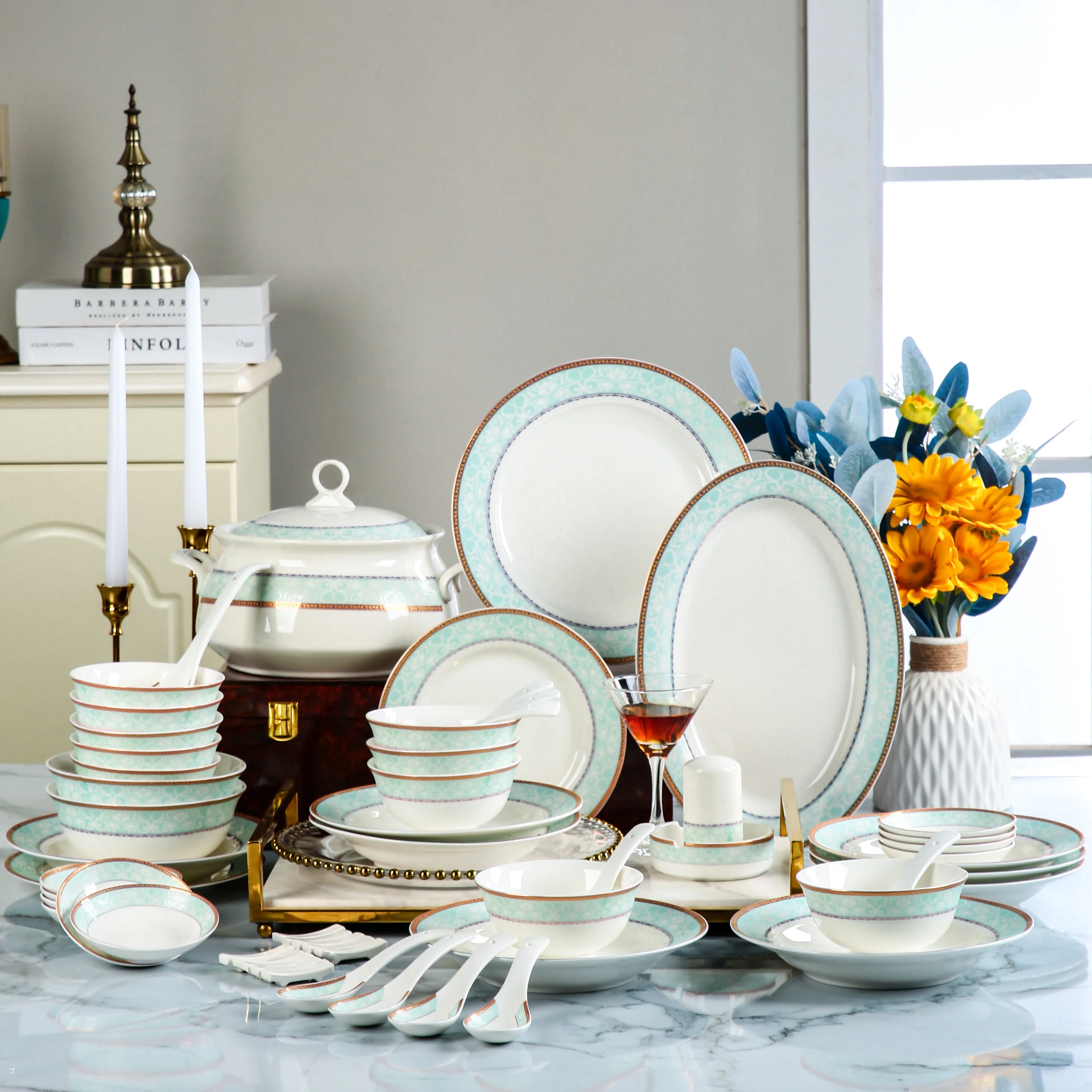 Traditional Chinese Style Porcelain Dinnerware Set Jingdezhen Ceramic ...