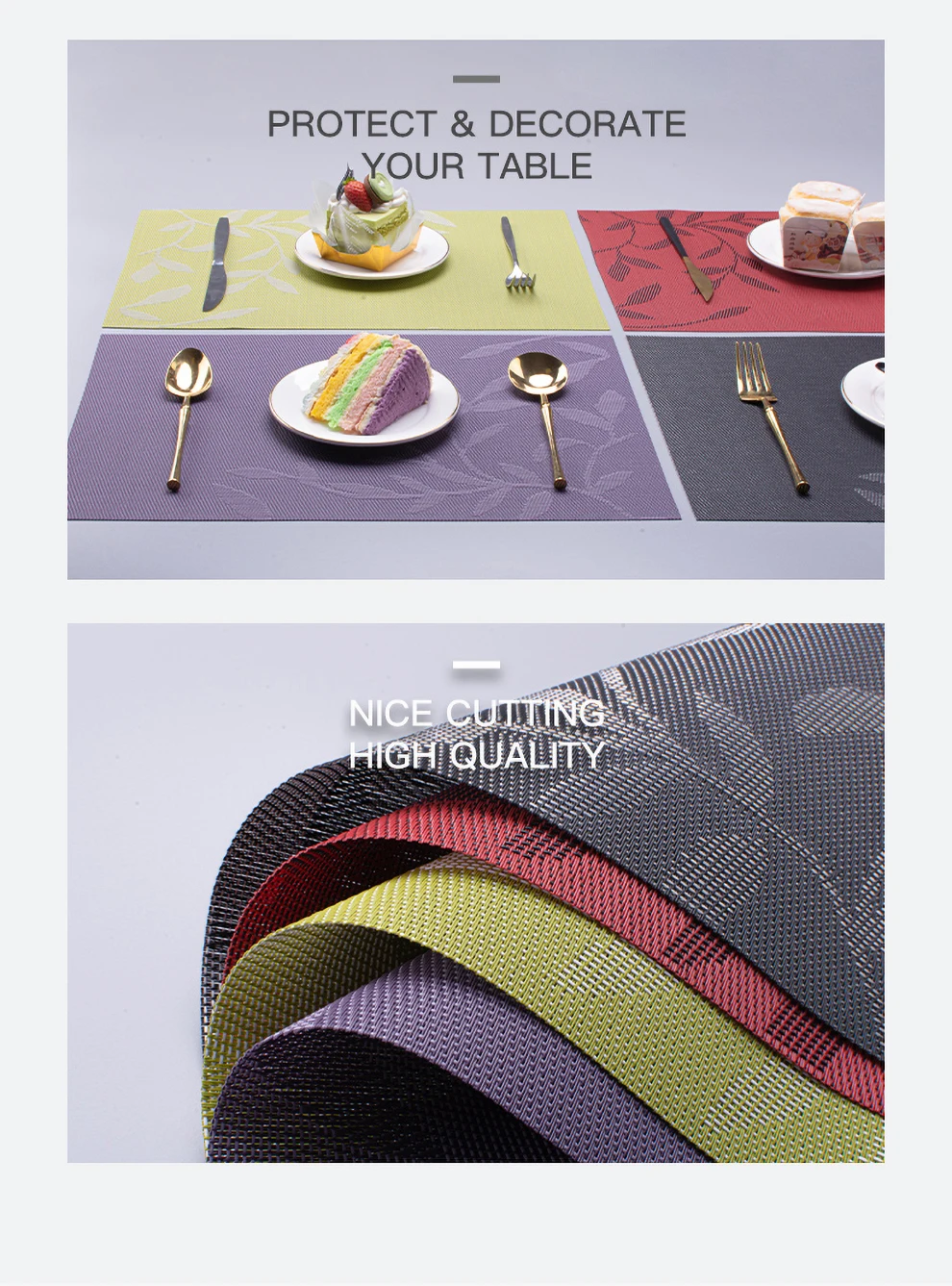 Yidian Washable Table Clothes Pvc Place Mat Leaf Shape Woven Placemats ...