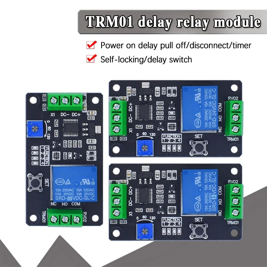TRM01 Delay Timer Relay Multi-functional Delay Time Relay Self-locking Relay Delay Trigger Delay ...